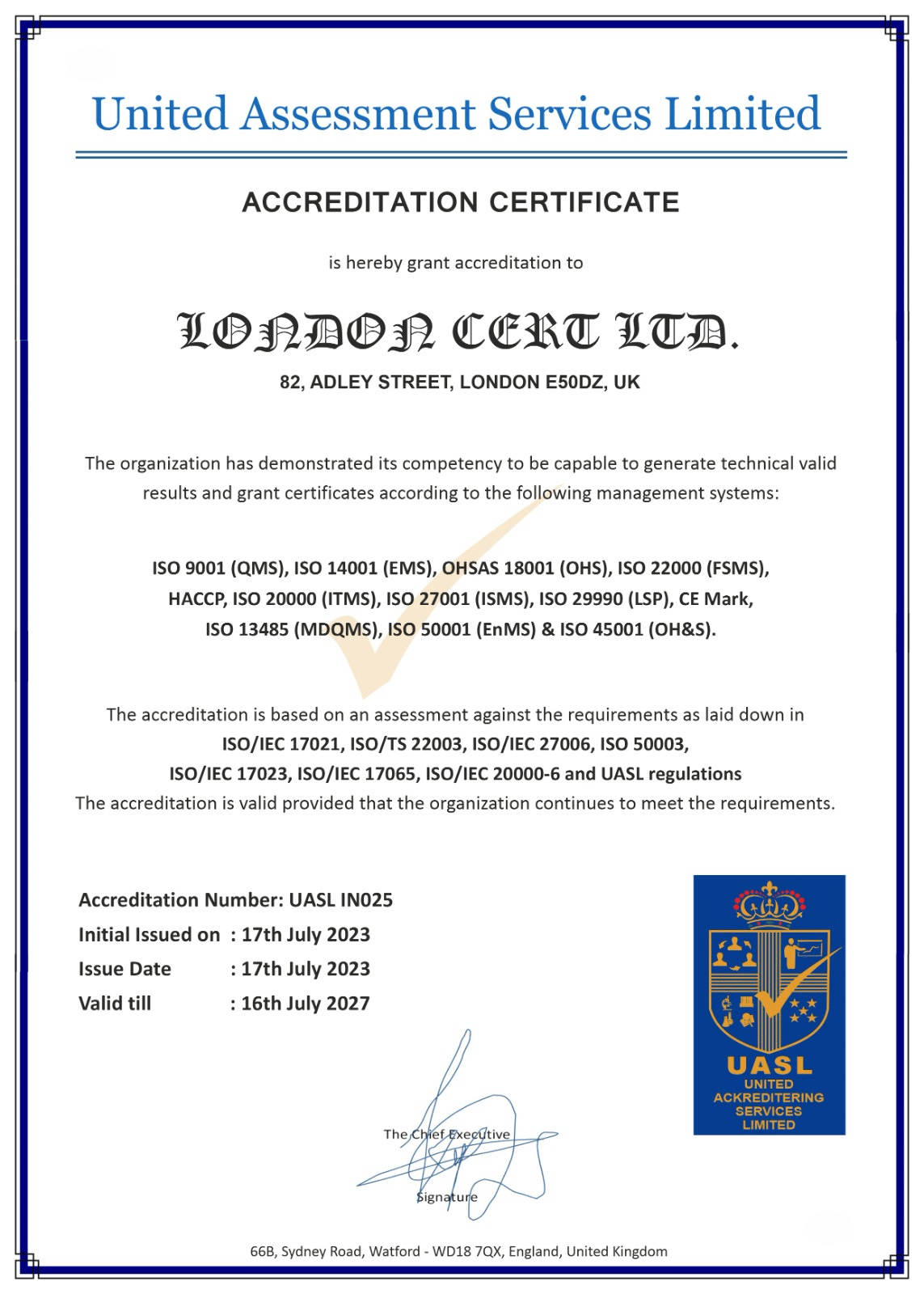 Accreditation - London Cert